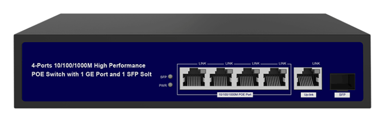 SP0402 - Power over Ethernet (PoE) switch, 4 LAN PoE ports, 1 uplink E