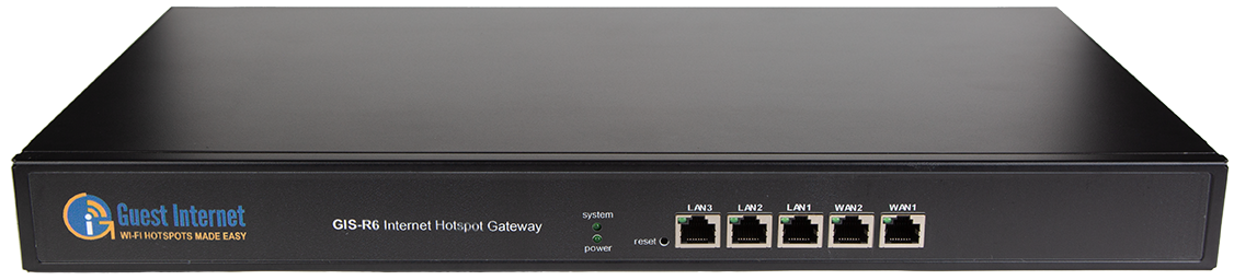 Guest Internet GIS-R6 dual-WAN Hotspot Gateway for any WiFi